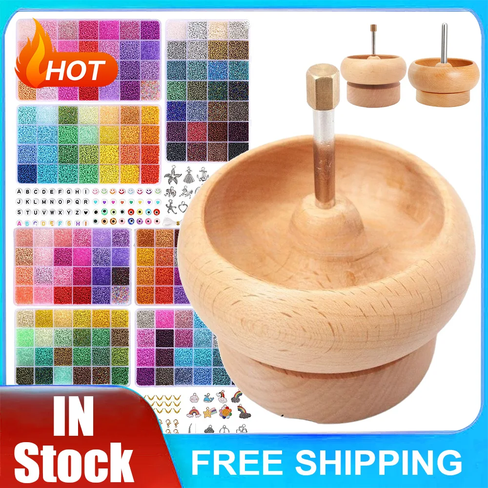 1-Set-Manual-Wood-Bead-Spinner-String-Seed-Beads-Quickly-Tools-Wooden ...