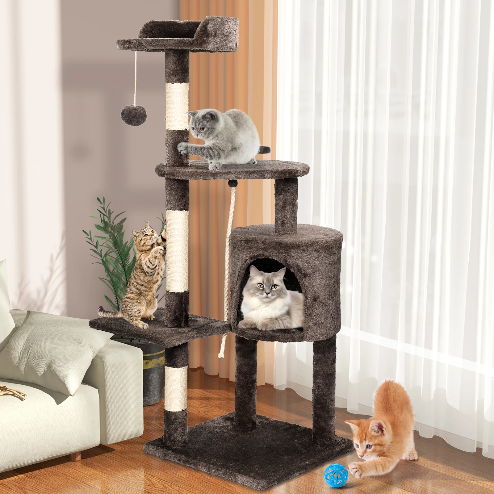 SKSBTF Cat Trees Tower Cat Climbing Frame For Indoor Cats With ...