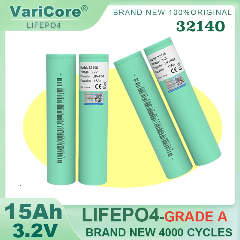3.2V LiFePO4 32140 15Ah Battery pack DIY 4s 8s 12v 24V Inverter ...