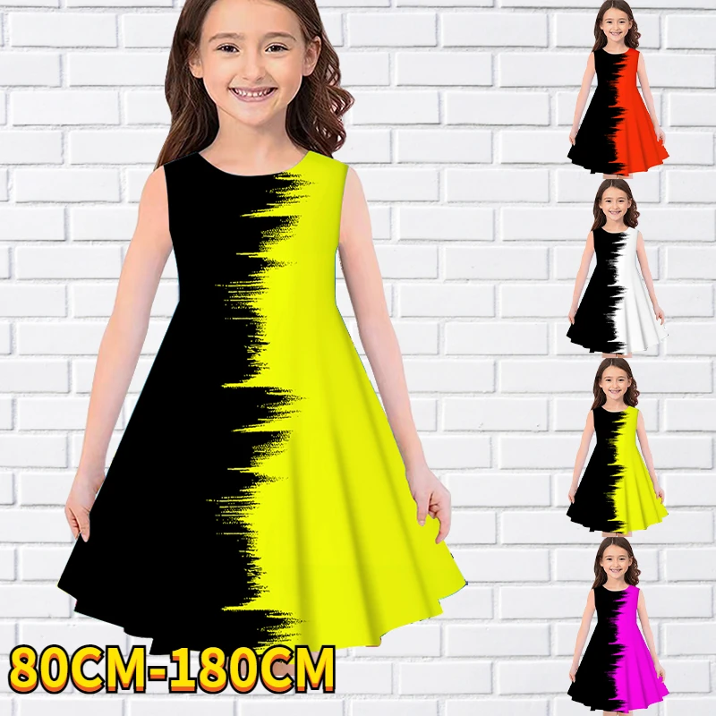 Kids-Little-Girl-Sleeveless-Dress-Girls-Dress-3D-Kids-Splicing-Print ...