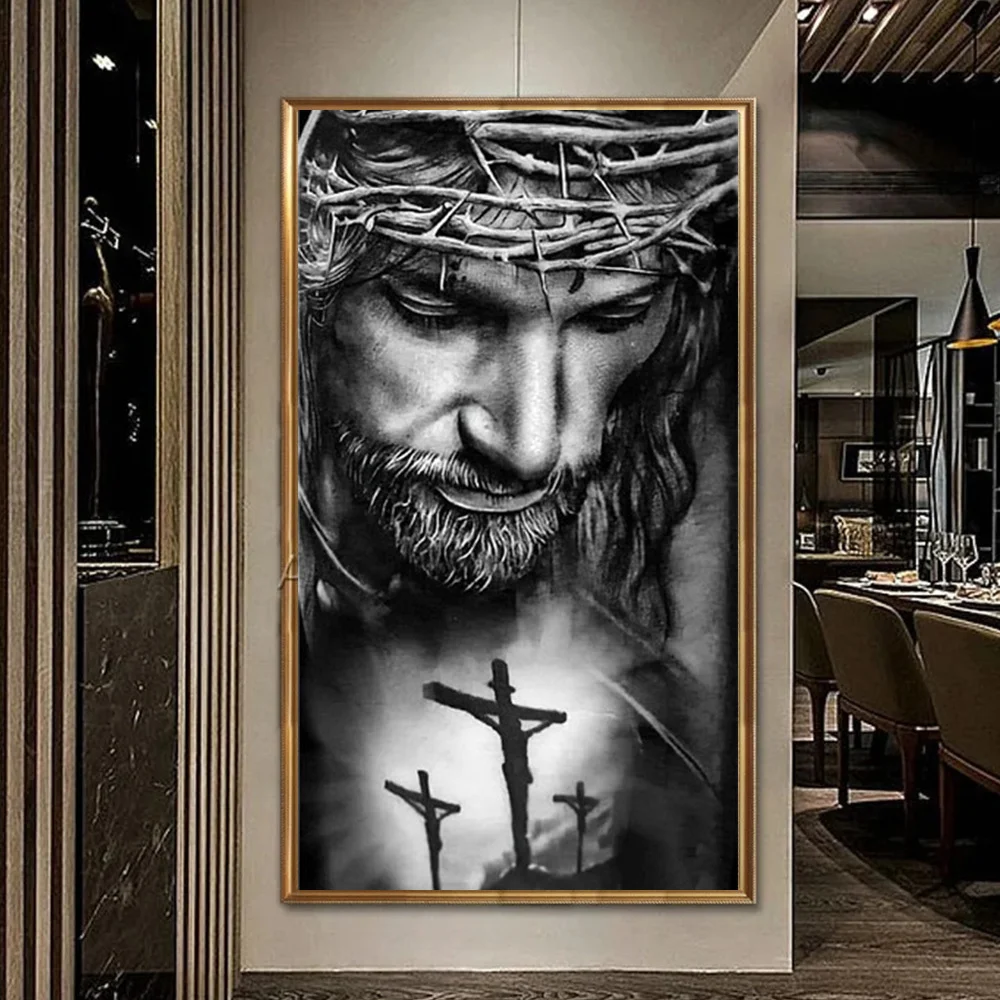 HUACAN 5D DIY Diamond Painting Jesus Cross Full Round Square Embroidery ...