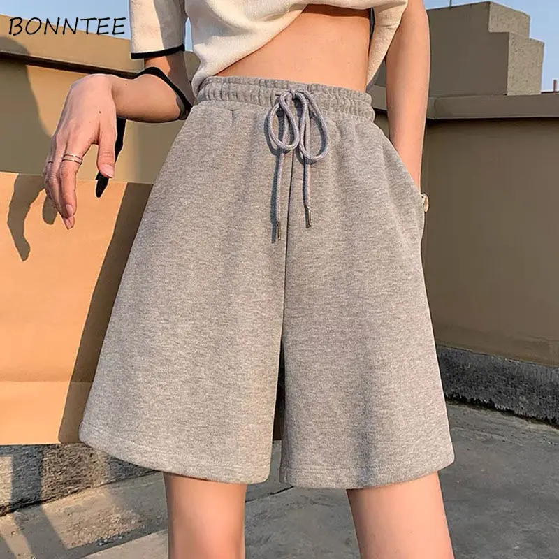 Shorts-Women-Harajuku-Solid-Color-Simple-Loose-Summer-Casual-Korean ...