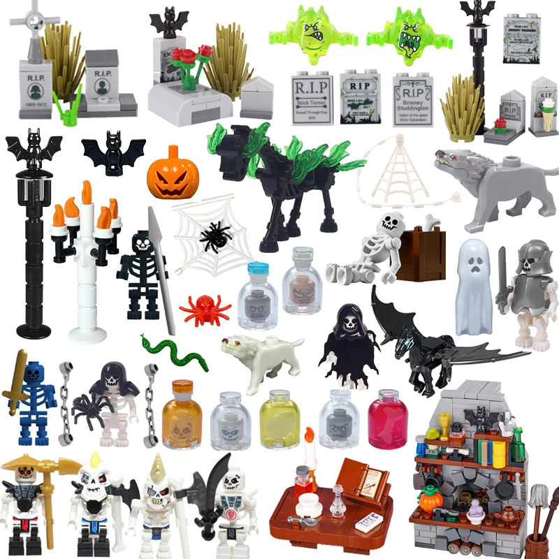 MOC City Street View Ghost Skeleton Figure Building Blocks Medieval ...