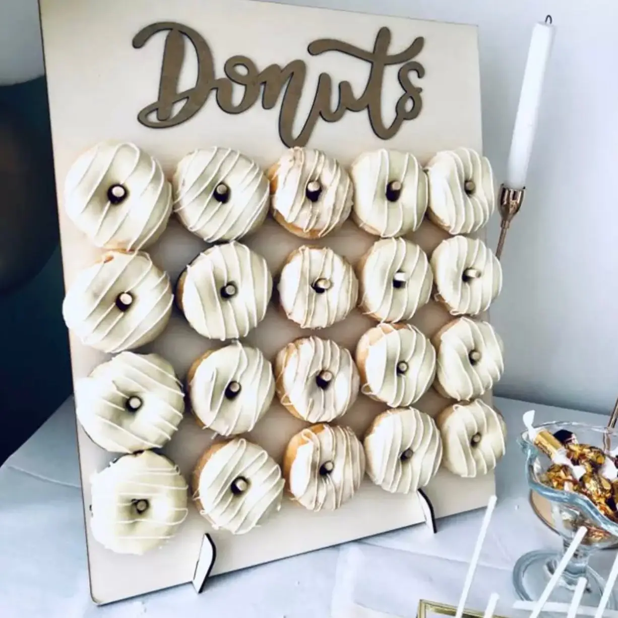 Donut-Wall-Display-Donut-stand-for-Parties-Wooden-Doughnut-Stand-Board ...