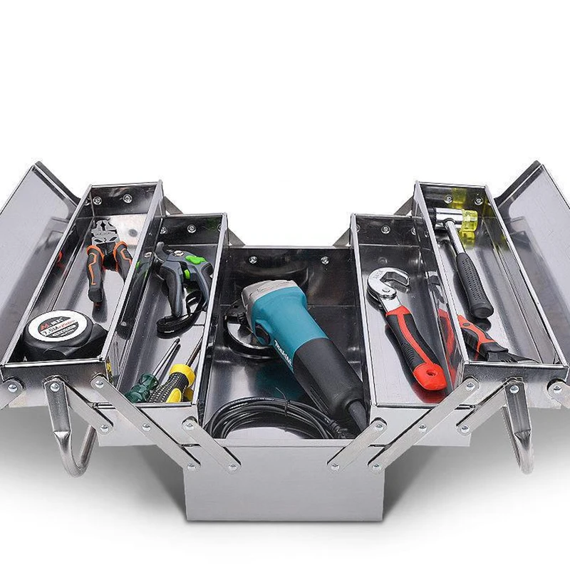 Metal tool storage box with double handles - Beamish