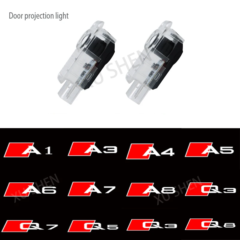 자동차 도어 로고 환영 조명 Led 프로젝터 램프 아우디 A1 A2 A3 A4 A5 A6 A7 A8 Q3 Q5 Q7 Q8 콰트로 자동차 액세서리 2 개