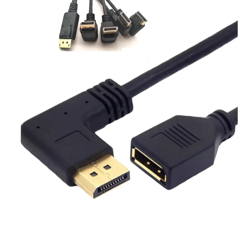 Gold DisplayPort DP Male Up & Down & Left & Right 90 Degree Angle to ...