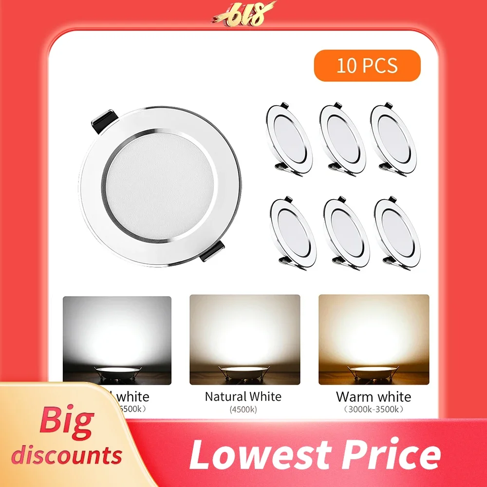 10pcs-Led-Downlight-5W-9W-12W-15W-Recessed-Ceiling-Lamp-Round-Led-Panel ...