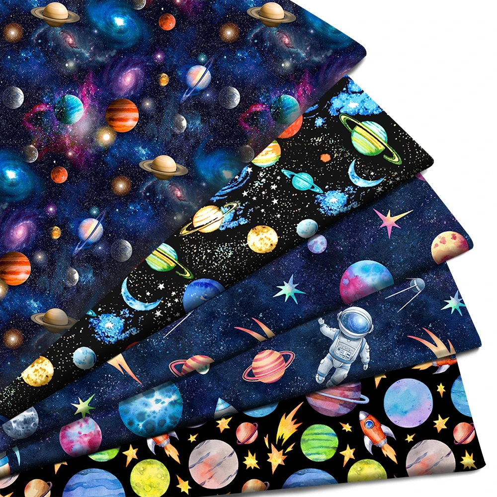 Solar-System-Galaxy-Planet-Printed-Polyester-Pure-Cotton-Material-By ...
