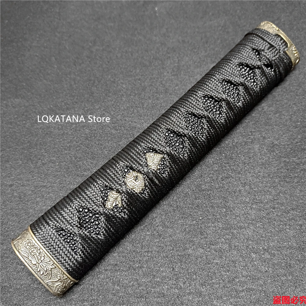 20CM-Japanese-Tsuka-Handle-Black-Silk-Ito-Alloy-Fuchi-Kashira-Menuki ...