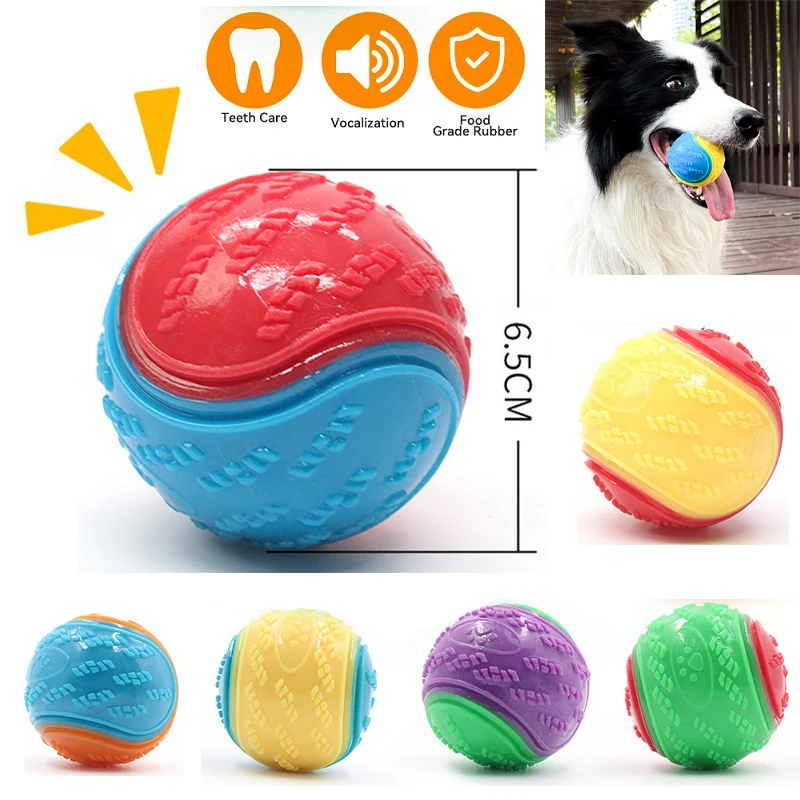 Bite-resistant-Pet-Dog-Toy-Rubber-Elastic-Ball-Squeaking-Interactive ...