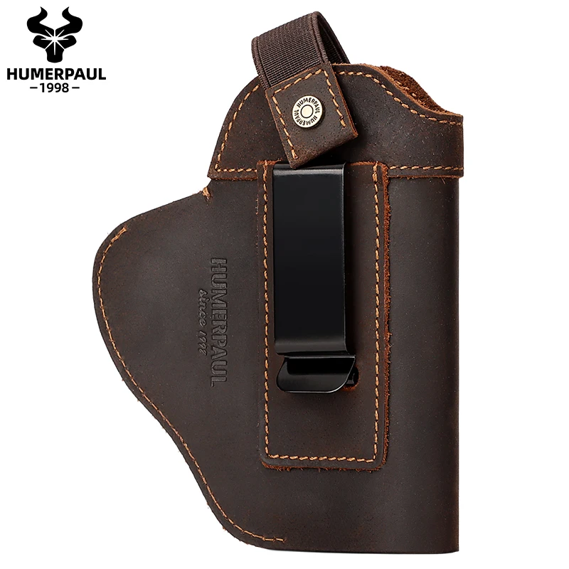 Genuine Leather Universal Gun Cover With Concealed Carry Holsters Belt ...