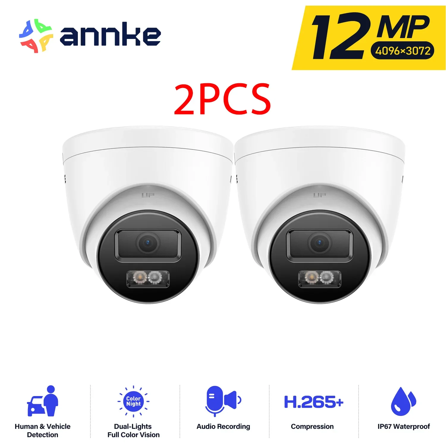 ANNKE 12MP PoE IP Camera Smart Dual Light Network Built-in Mic ...
