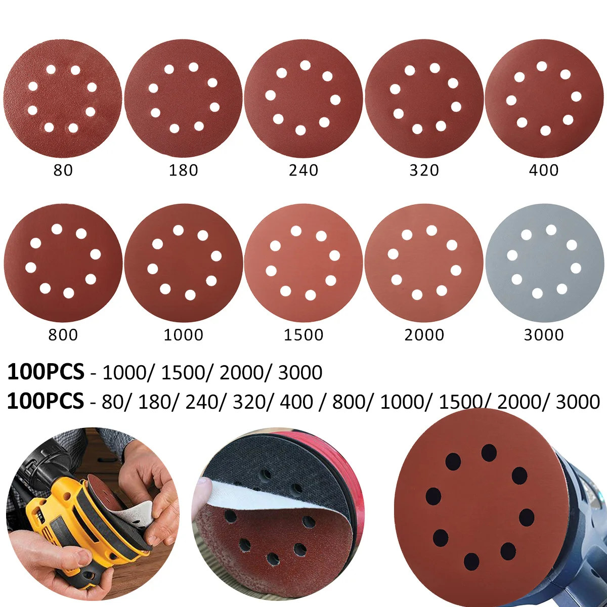 100-300Pcs-Round-Sanding-Discs-Pads-6-Inch-Sandpaper-Set-Round-Pad ...