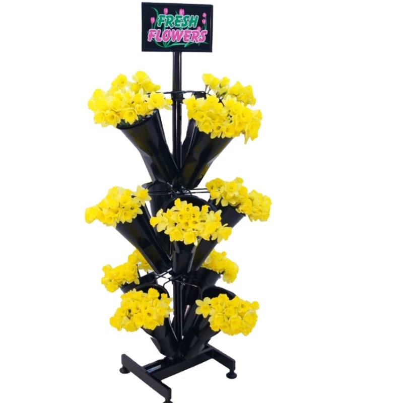 Merchandising Metal Freestanding 3 Tier Floral Shop Fixture Custom Cut ...