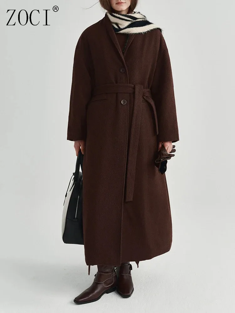 ZOCI-Ancora-Red-Women-s-Woolen-Overcoats-Thick-Solid-Color-Female ...