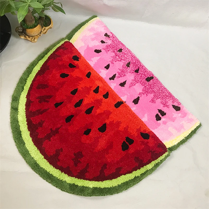 Creative-Soft-Thick-Plush-Mug-Half-Round-Round-Watermelon-Floor-Mat-Non ...