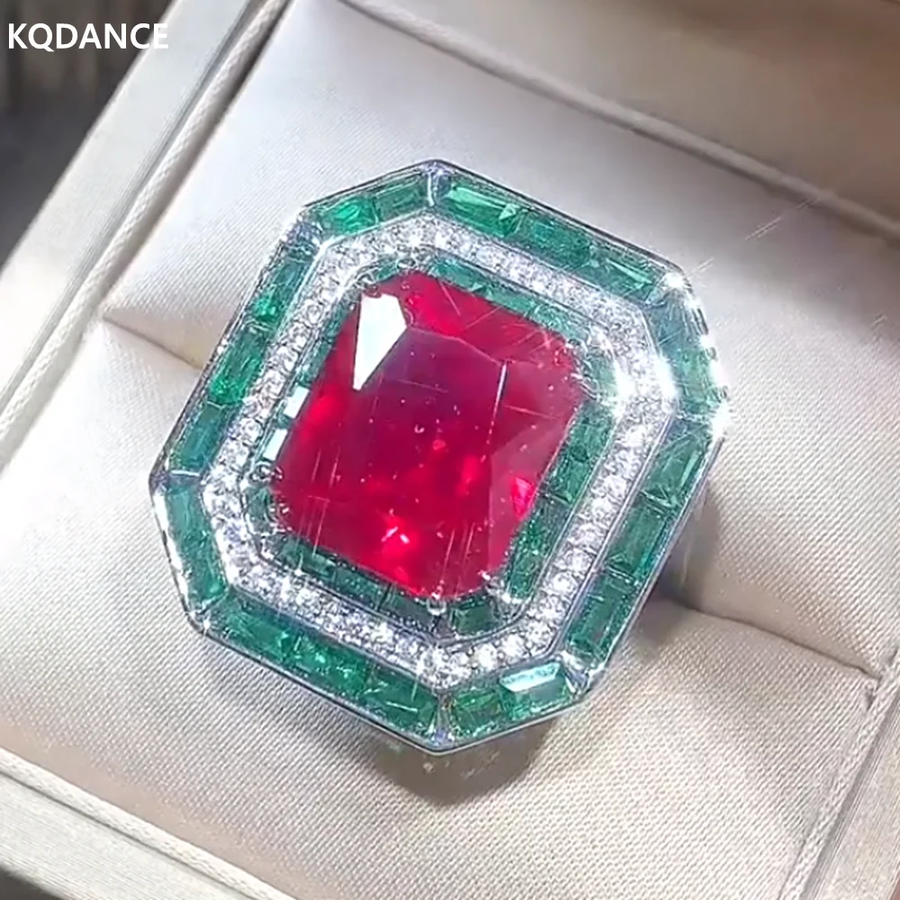 KQDANCE-Large-Rectangle-Created-12-14mm-Emerald-Ruby-Gemstone-Diamond ...