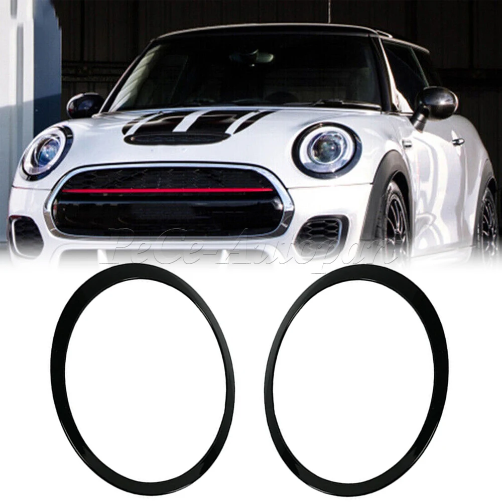 Gloss-Black-Silver-Plated-Headlight-Ring-Bezel-Trim-Surround-Cover ...