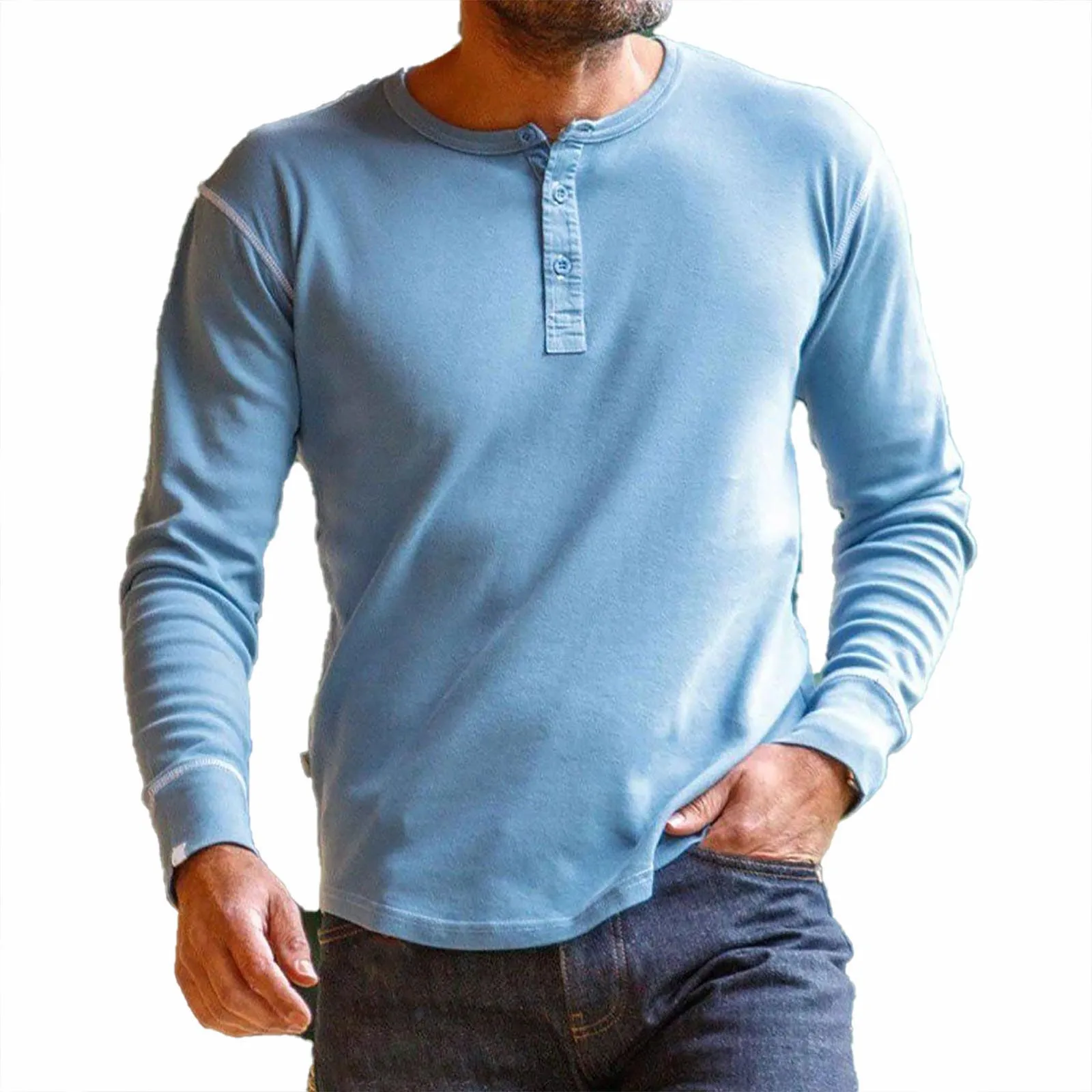 Button-Neck-Tee-For-Men-S-Spring-And-Autumn-Winter-Long-Sleeve-Shirt ...