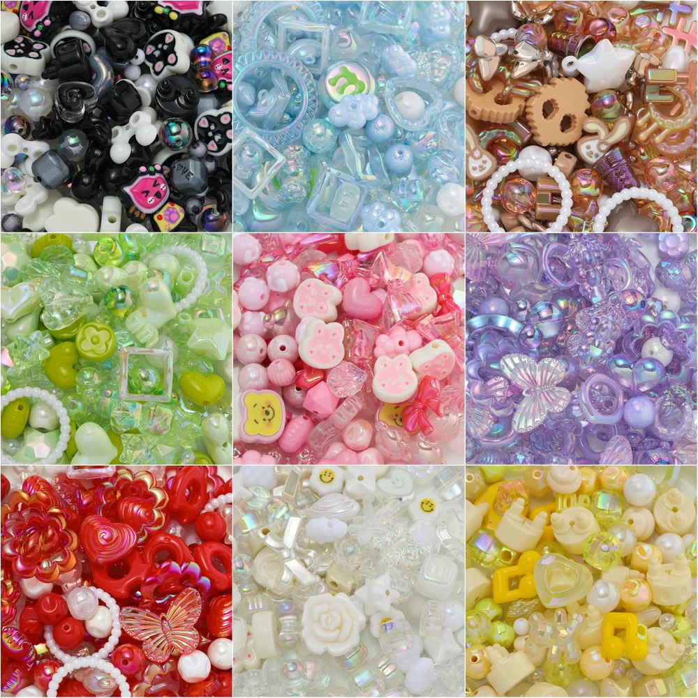 20g/Lot Acrylic Random Mixed Bead Colorful Loose Spacer Bead for DIY ...