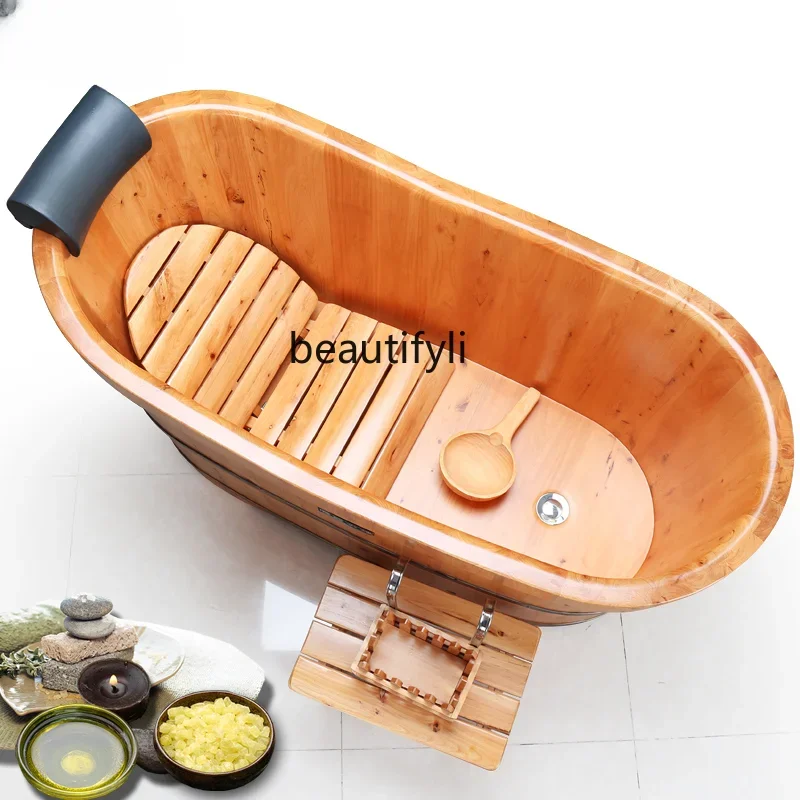 Bath-Bowie-Bath-Bucket-Adult-Bath-Insulation-Cypress-Wood-with-Lid ...