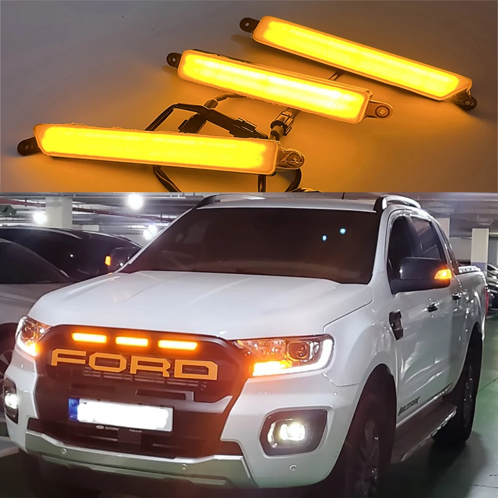 3pcs-White-Yellow-Led-Drl-Daytime-Lights-For-Ford-Ranger-T8-2018-2021 ...