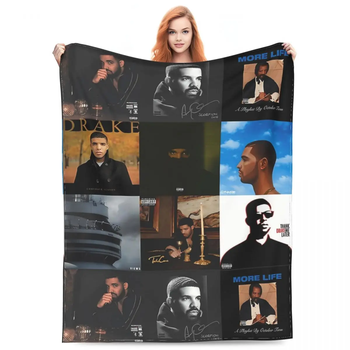 Music-Drake-Vintage-Album-Blanket-Fleece-Bed-Throw-Blankets-Cozy ...