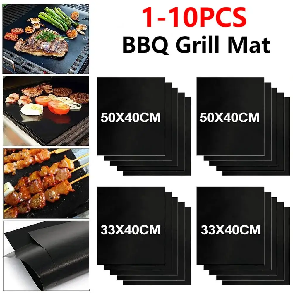 1-10pcs-BBQ-Grill-Mat-Non-stick-Baking-Mat-Reusable-Heat-Resistant ...