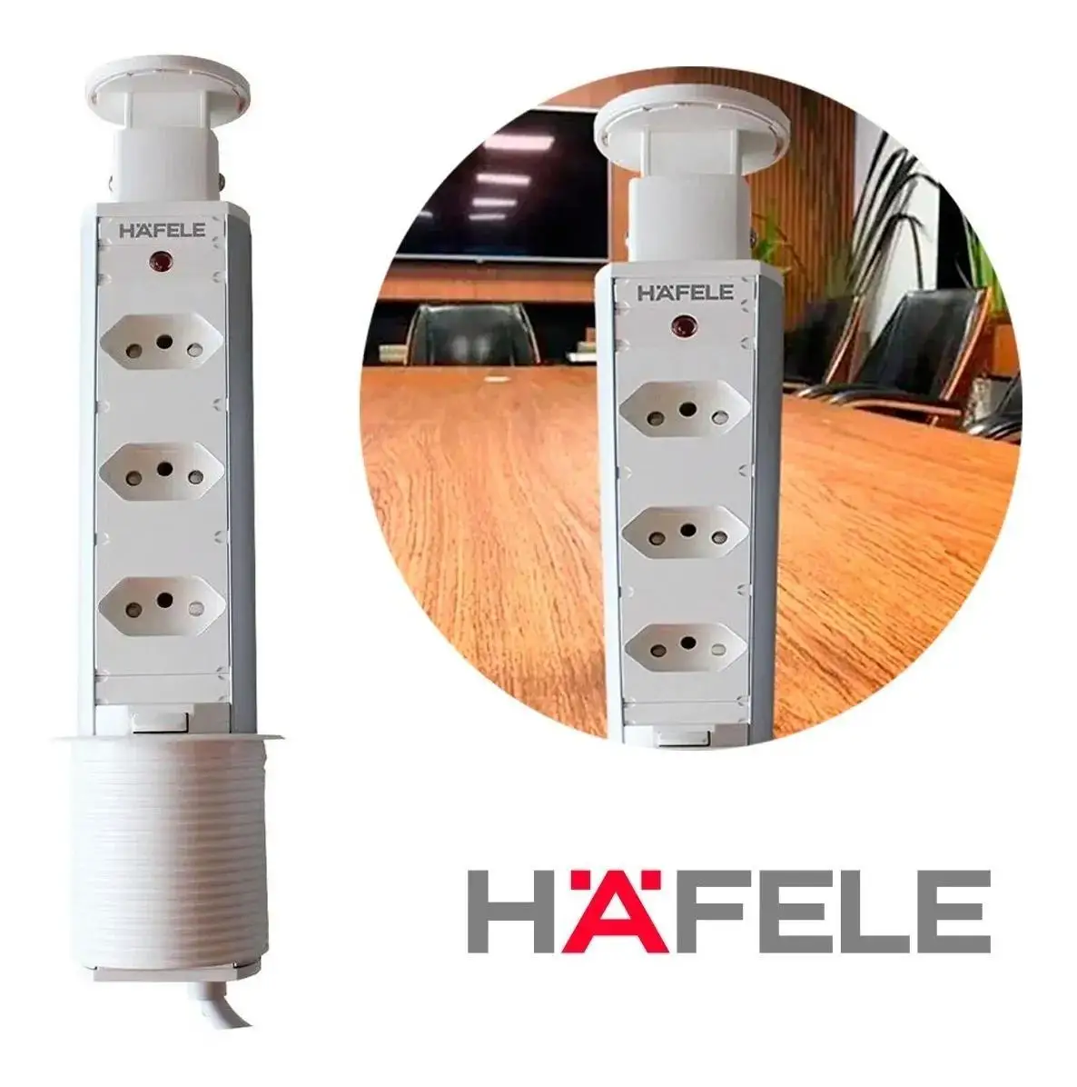 สีขาว Multiplug ฝัง Retractable Hafele Socket Tower