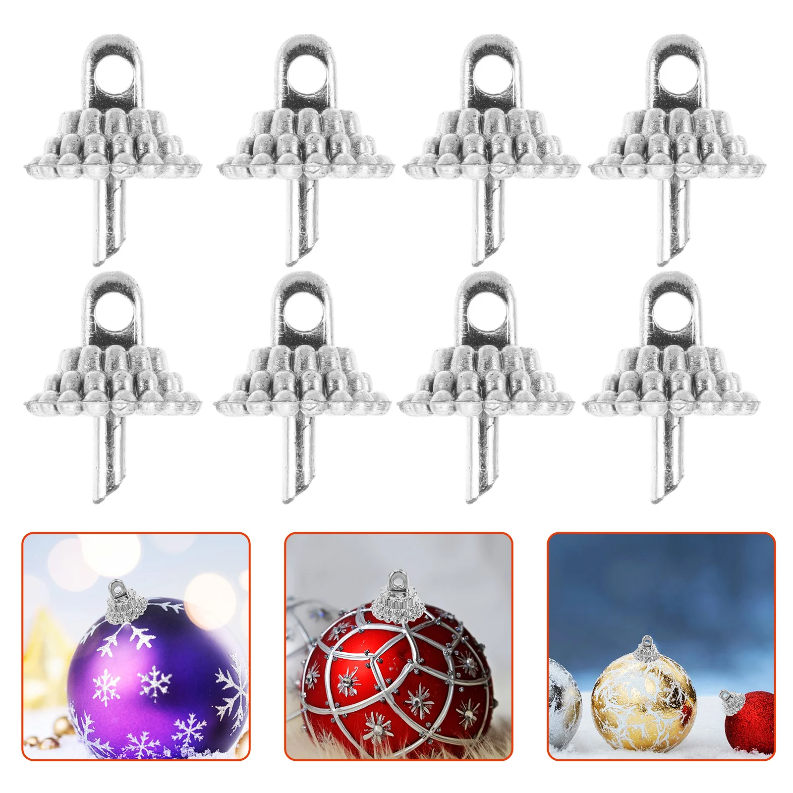 100Pcs Christmas Bauble Caps Reflective Ornament Cap Covers for Xmas ...
