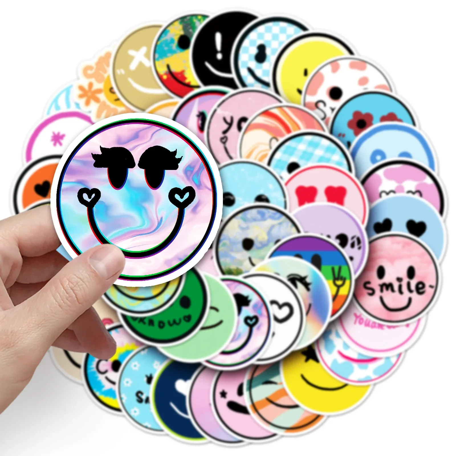 50Pcs-Smiling-Face-Stickers-DIY-Skateboard-Laptop-Luggage-Bike ...