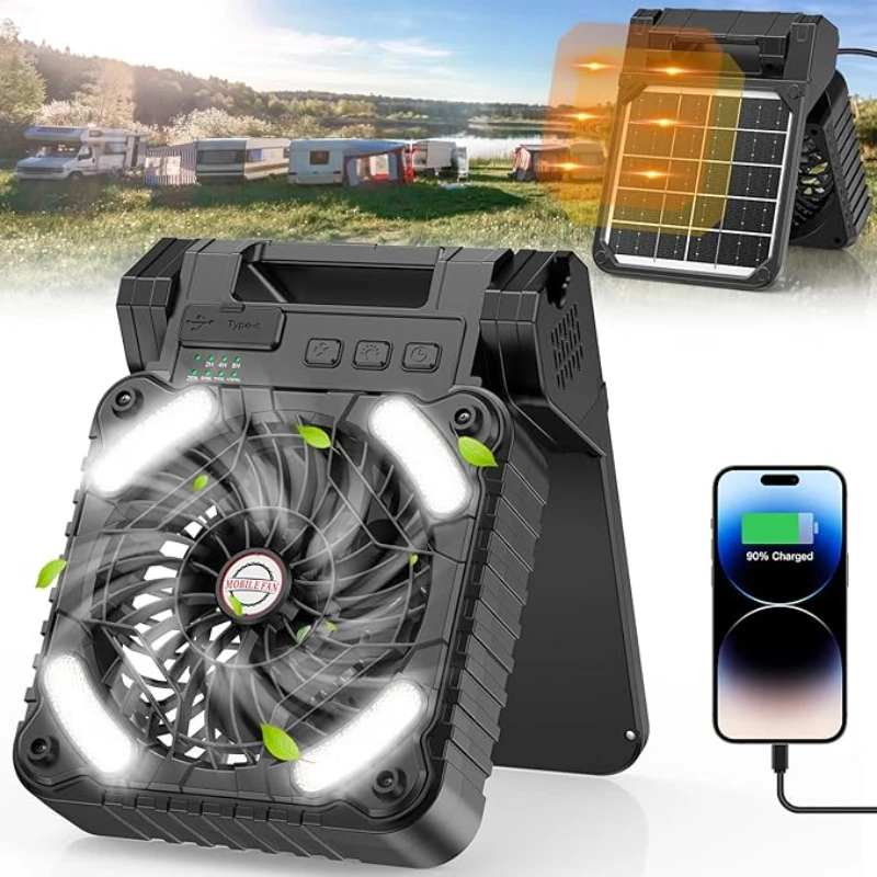 Solar-Fan-10400mAh-Rechargeable-Battery-Powered-Portable-Fan-4-Speed ...
