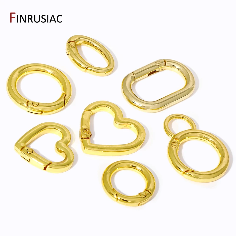 1-3-5pcs-Round-Spring-Clasps-18K-Gold-Plated-Brass-Openable-Heart-Lock ...