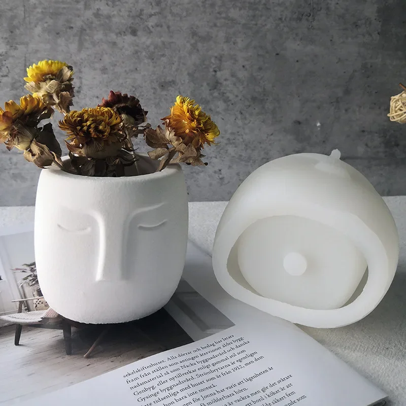 Human-Face-Flower-Pot-Silicone-Mold-DIY-Creative-Plaster-Flower-Pot ...