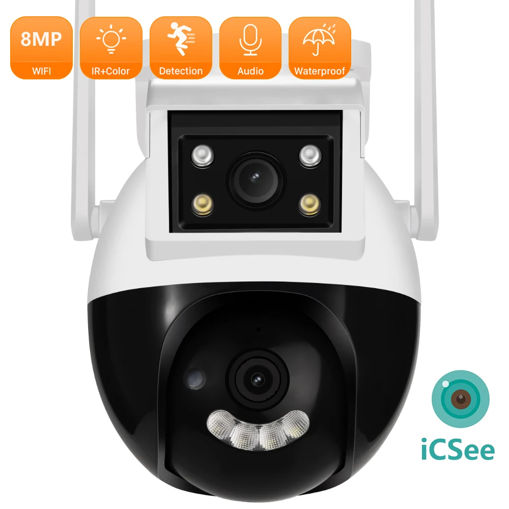 8mp Dual Screen Ptz Wifi Surveillance Ai Human Detect Camera Bluetooth ...