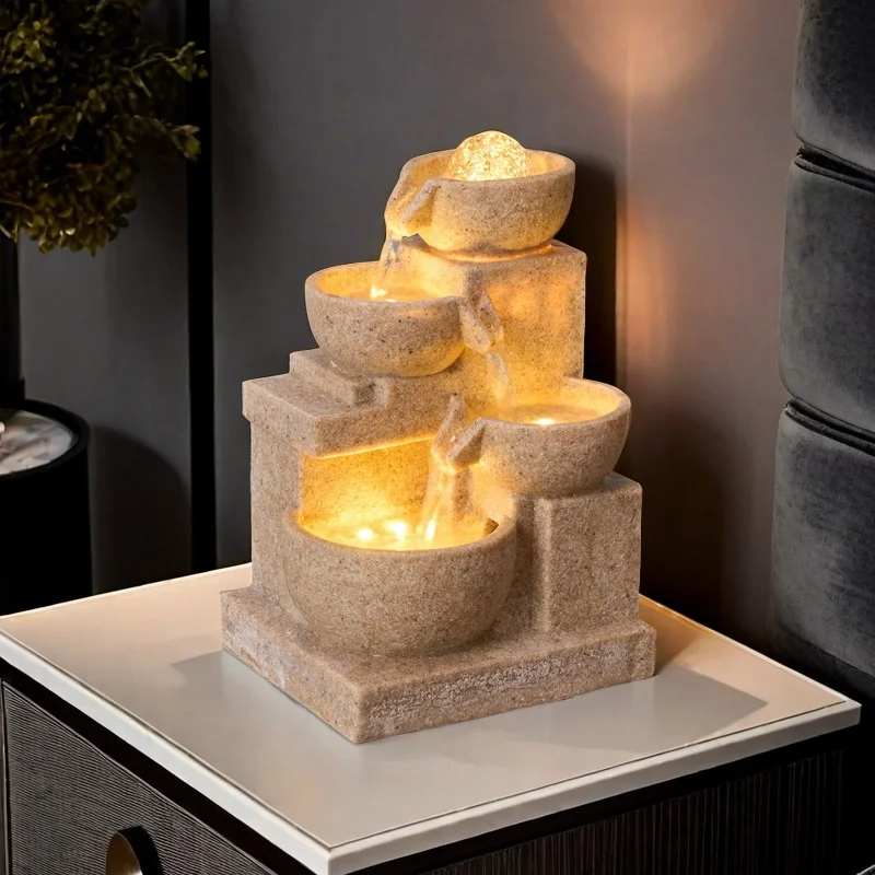 Living Room Decor Water Fountain Sleek Modern Circulating Water Feature ...
