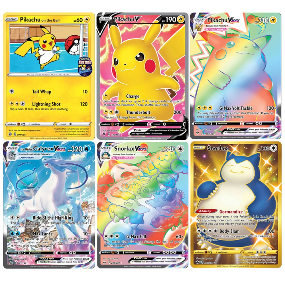 PKM Foil Cards Sword-Shield PROXY Cards VMAX Pikachu Calyrex Snorlax ...
