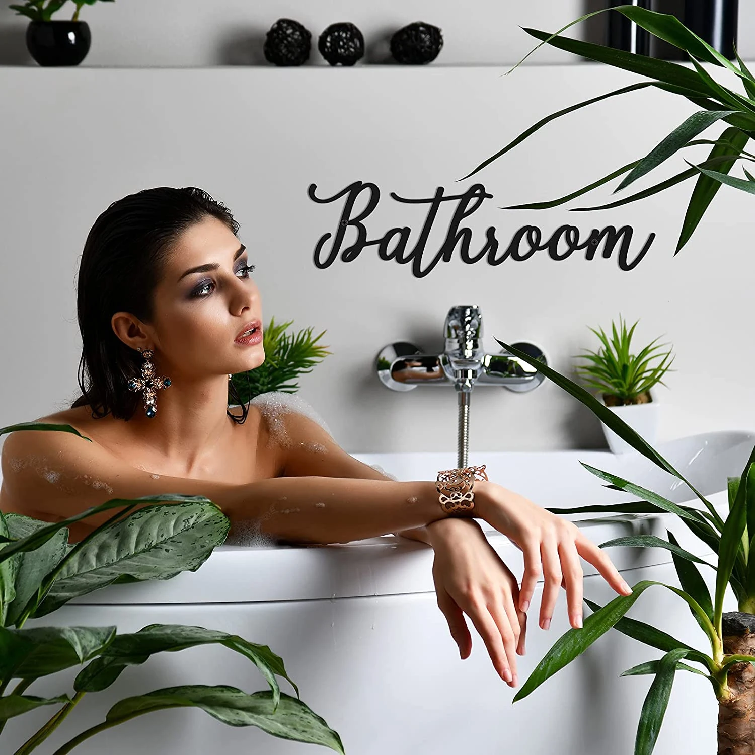 Vivegate-Bathroom-Letter-Sign-Wall-Decor-Metal-Art-Farmhouse-Bathroom ...