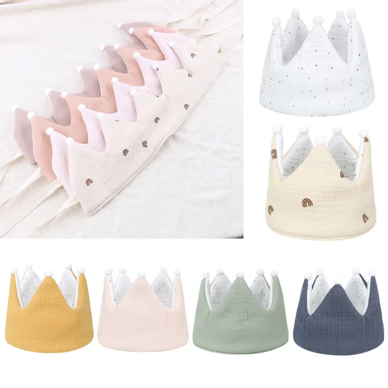Pure Cotton Baby Birthday Crown Hat Soft Adjustable Empty Top Hat ...