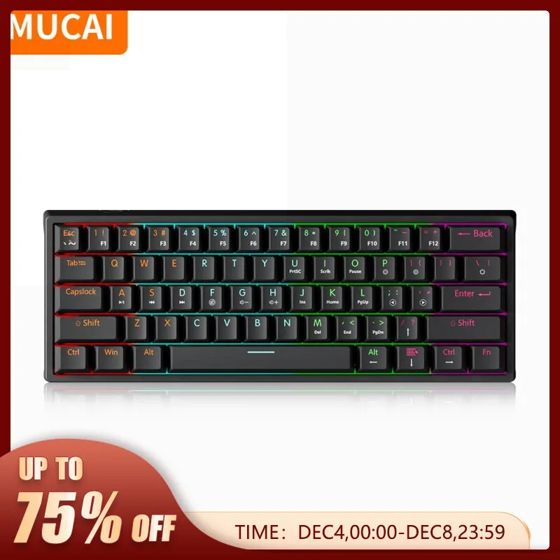 MUCAI-MK61-USB-Gaming-Mechanical-Keyboard-61-Keys-Red-Switch-Wired ...