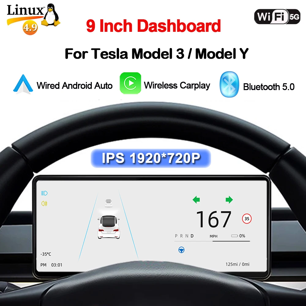 For-Tesla-Model-3-Model-Y-Head-Up-Display-Digital-Dashboard-Central ...