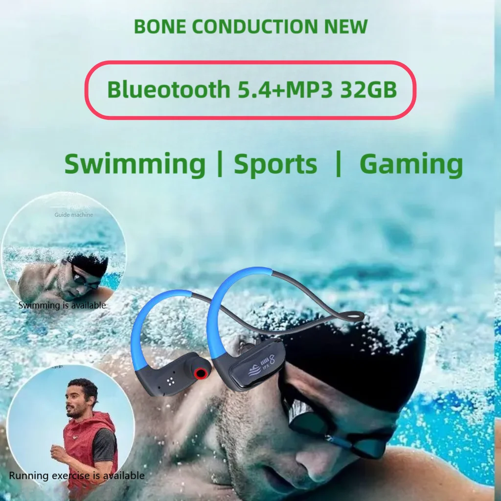 Swimming Headphone Underwater Waterproof Bluetooth ipx8 Black 32G MP3 ...