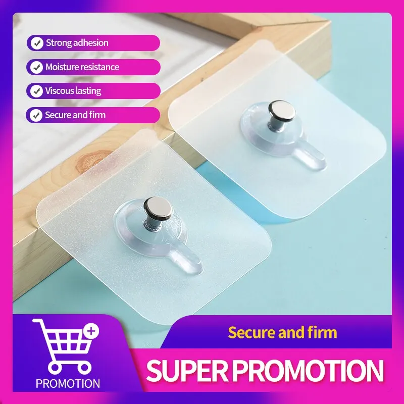 10PCS Transparent Traceless Self Adhesive Wall Nail Photograph Mural ...