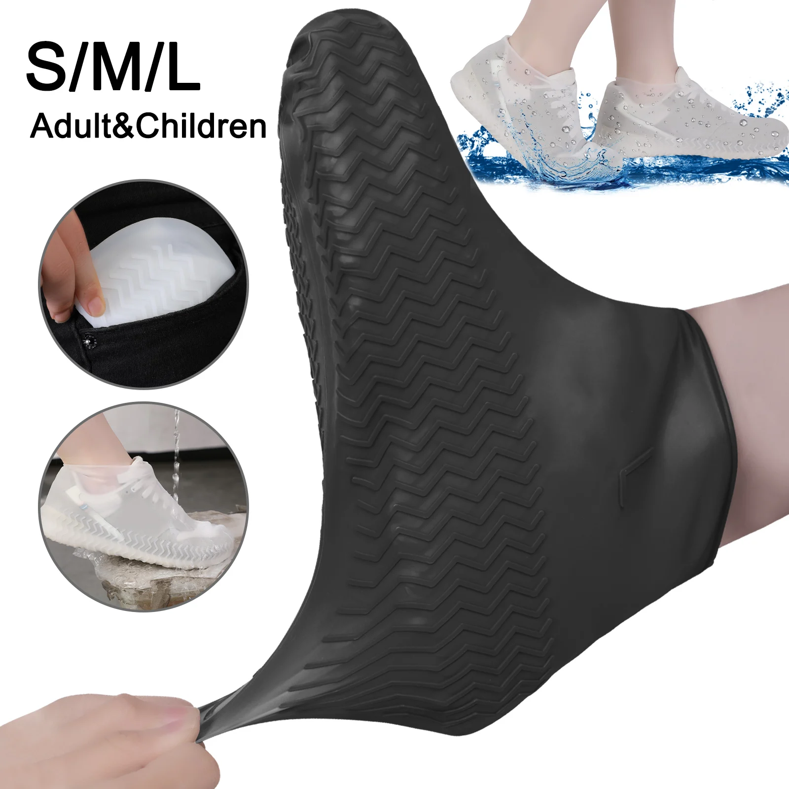 2-Pair-Waterproof-Silicone-Shoe-Slip-resistant-Rubber-Rain-Overshoes ...