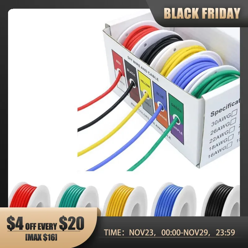 5-Roll-18-AWG-Stranded-Wire-Spool-Flexible-18-Gauge-Silicone-Hook-Up ...