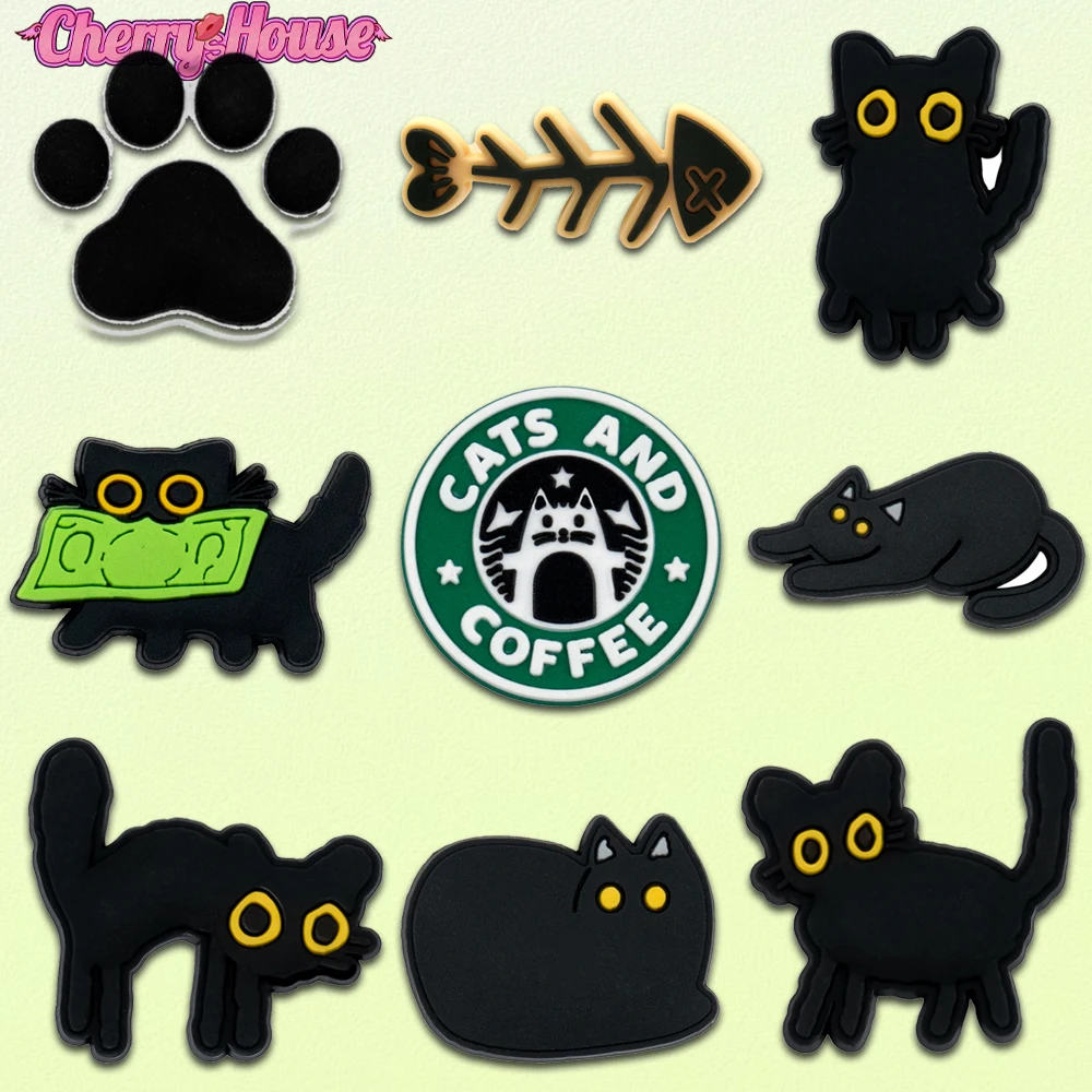 9-17-25-50pcs-PVC-Cute-Cats-Shoe-Charms-Black-Cats-Shoe-Decorations ...