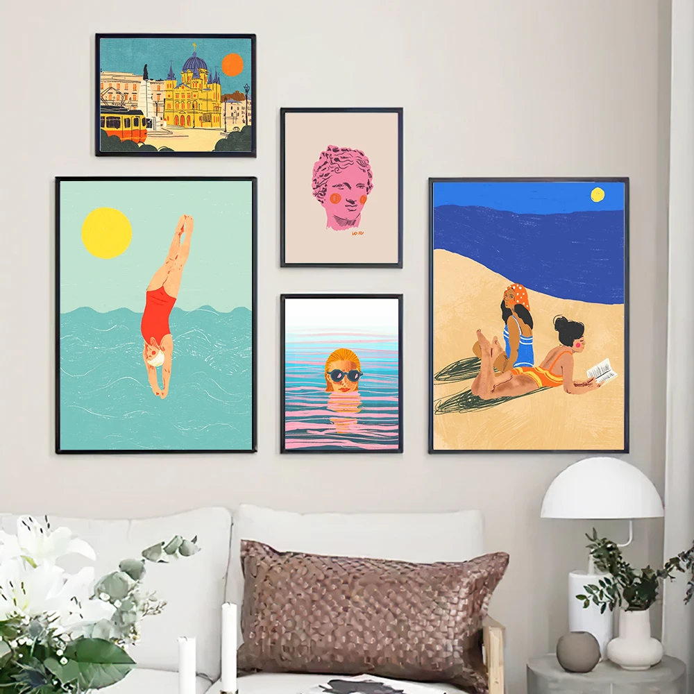 Lazy-Day-at-the-Beach-Wall-Cuadros-Decorativos-Ancient-Head-Abstract ...