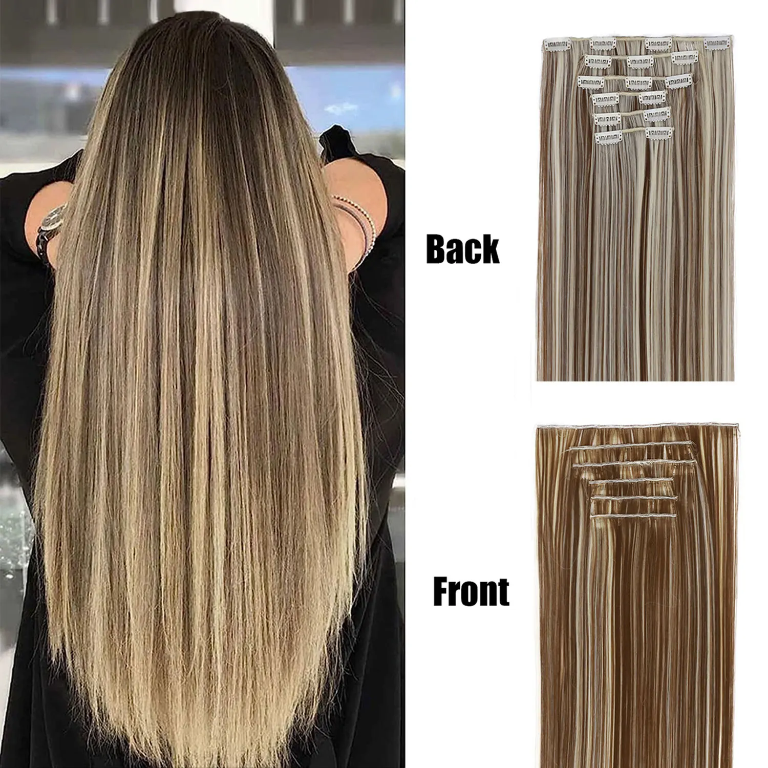 Clip-in-Hair-Extensions-Synthetic-Hair-Extensions-for-Women-Straight ...