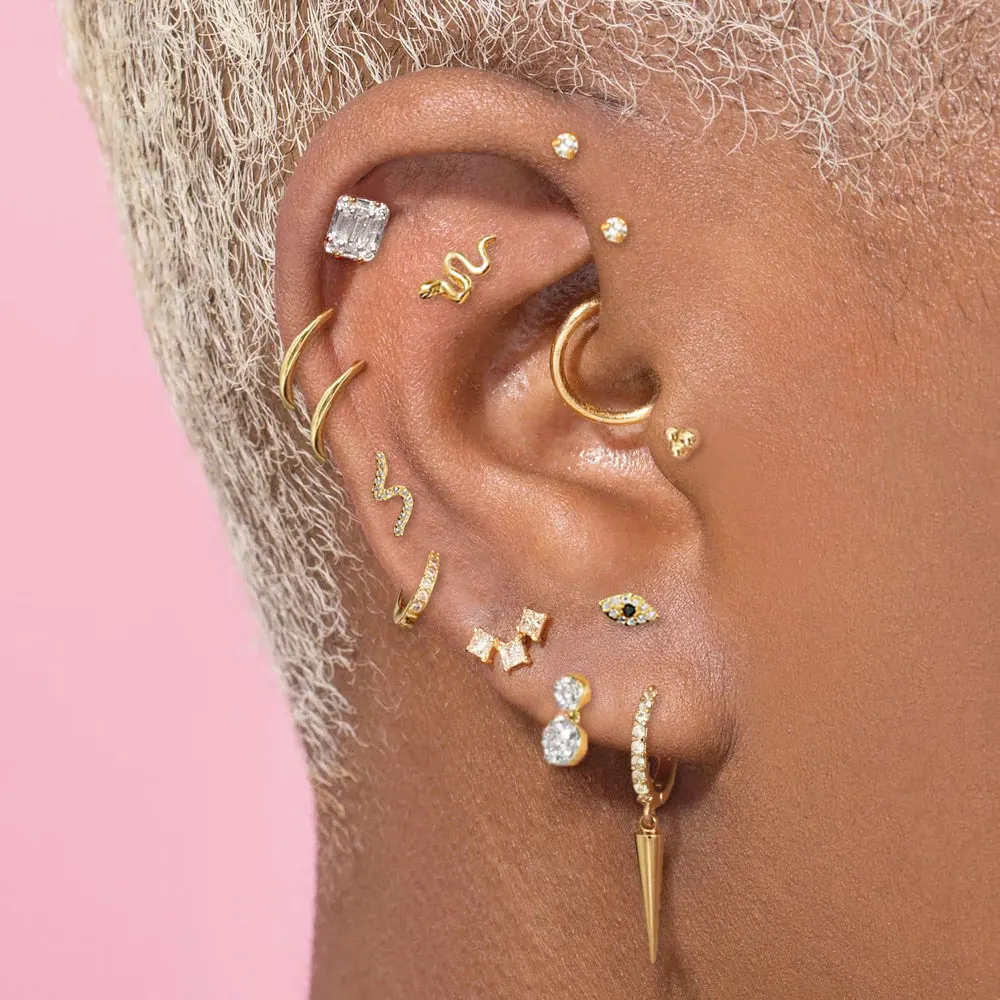Snake-Helix-Tragus-Piercing-Stud-Earring-Cone-Drop-Earring-for-Women ...